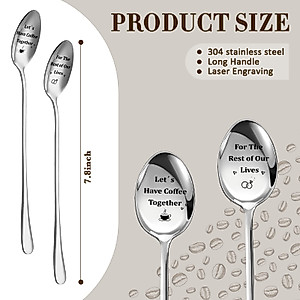 Hoolerry 2 Sets Couples Coffee Cups and Spoons Engagement Gift for Newly Engagedcouples Bridal Shower Gift Lets Have Coffee Together Mugs for Girlfriend Boyfriend Hubby Wifey(Simple Classic)