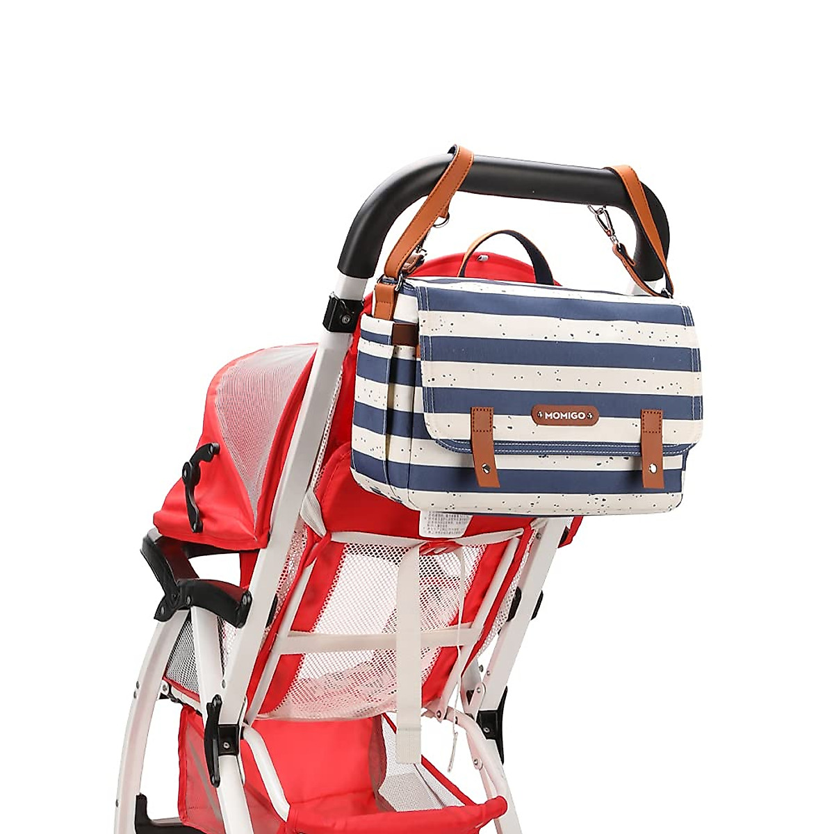 Baby Diaper Stroller Bag - Diaper Caddy Tote Baby Stroller Bag Nursery Storage Bin for Diapers, Wipes & Toys Diaper Bag With Stroller Hooks, Classic Stripes (Blue)