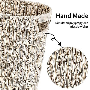 GRANNY SAYS Wicker Trash Can, Waterproof Bathroom Trash Can, Wicker Waste Basket for Bathroom, Decorative Boho Trash Can, Waste Basket for Bedroom, Office, 19 Liters/5 Gallons
