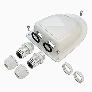 Haoguo ABS Solar Double Cable Entry Gland for All Cable Types 2mm² to 6mm² for Solar Panels on RV Camper Van Travel Trailer Boat Cabin-White