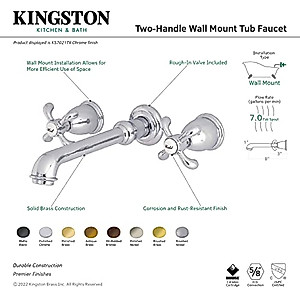 Kingston Brass KS7028TX French Country Roman Tub Faucet, 10-7/16 Inch in Spout Reach, Brushed Nickel