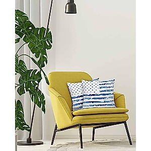 Set of 2 Throw Pillow Covers Square for Home Decor, Independence Day Camo American Flag Patriotic 18x18 Inch Cotton Reversible Pillow Case Sofa Soft Cushion Cases for Bedroom Couch Bed Car Chair