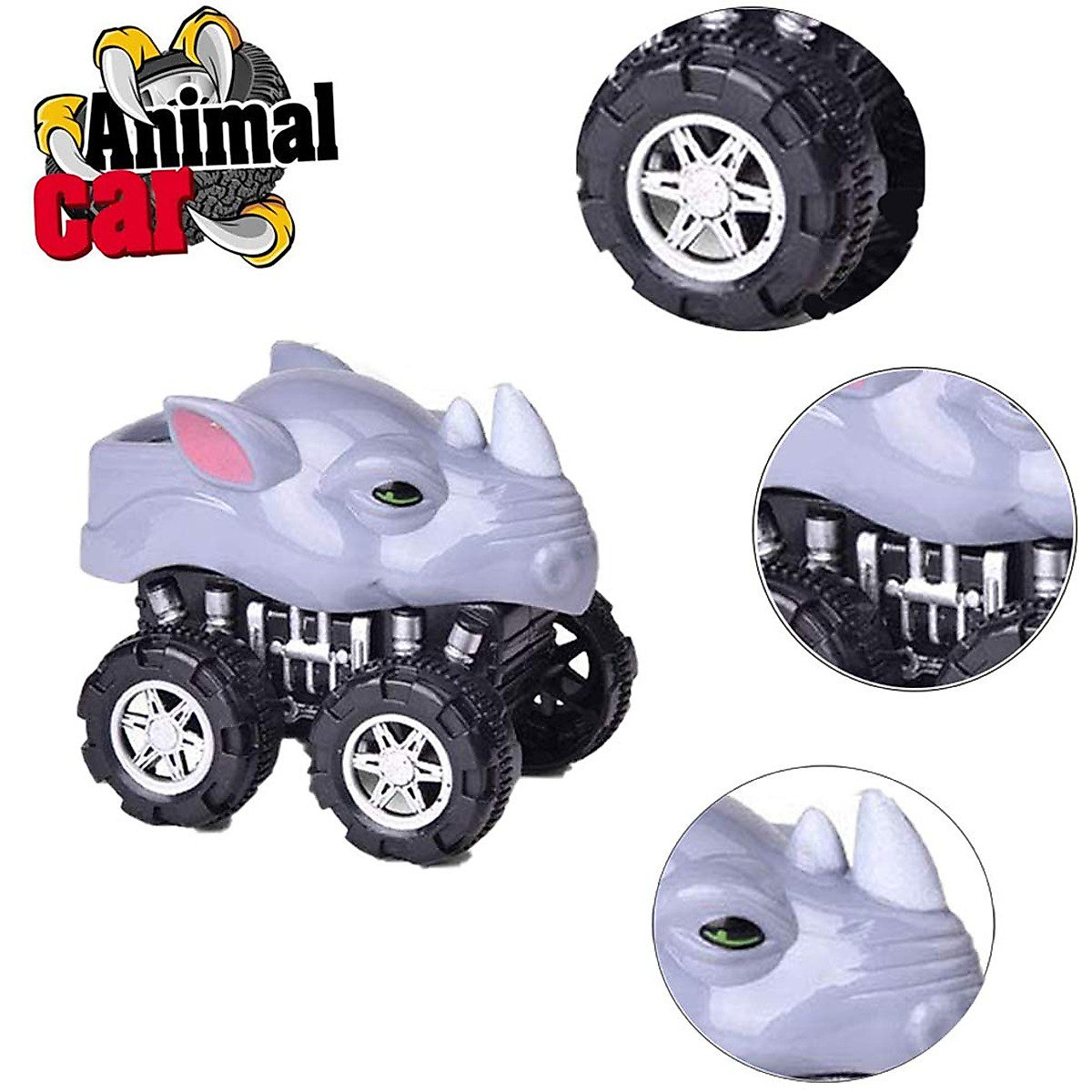 Liberty Imports 12 Pack Monster Truck Pull Back Cars, Large Animal Toy Pullback Vehicles Party Favors Play Set for Kids, Boys, Toddlers