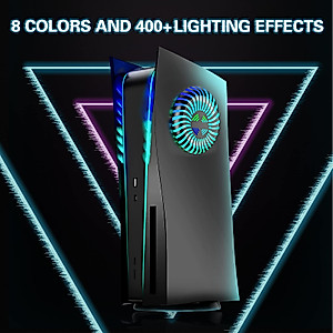 Joso Face Plates Cover and RGB LED Light Strip for PS5 Disc Edition Console, Shell Plates with Fan Vents for PS5 Accessories, Music Sync with 8 Colors 400+ Lighting Effects for PS5, ABS Anti-Scratch