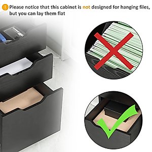 HOMCOM 3 Drawer Mobile File Cabinet, Rolling Printer Stand, Vertical Filing Cabinet, Black Wood Grain