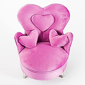 Bbiamsleep 7.5 Inch Openable Rose Pink Sofa Jewelry Box Armchair for Dollhouse Heart Shape Velvet Chair 1/6 Scale Dolls Accessories