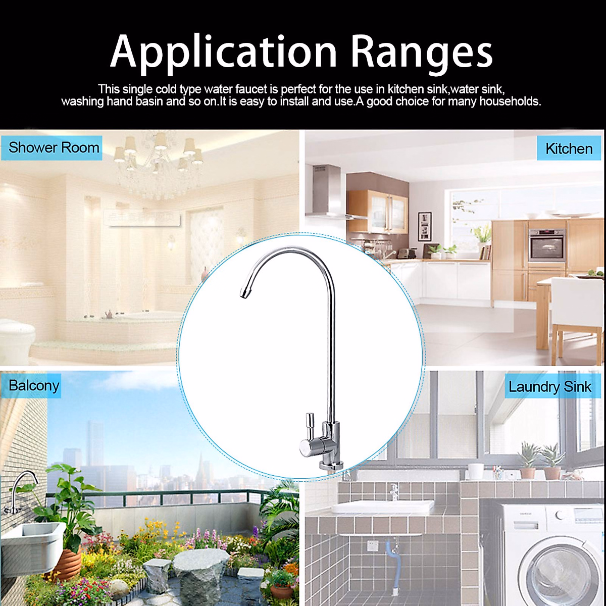 Goose Neck Faucet with 360 Degree Rotation Design Zinc Alloy Kitchen Sink Faucet Tap Fits for All Under Counter Water Filter Systems