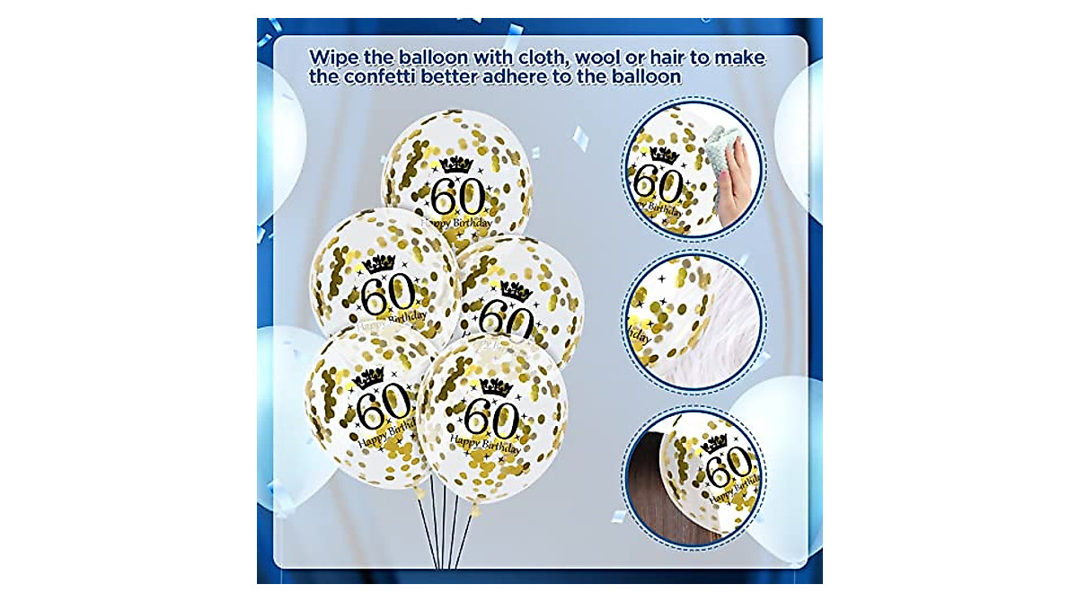 Navy Blue & Gold 60th Birthday Balloons – Elegant 15-Piece Set