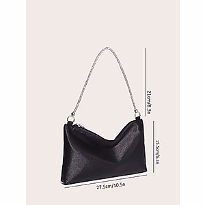 GORGLITTER Women's Satin Evening Handbag Wedding Prom Clutch Purse Party Formal Cocktail Clutches Shoulder Bag Black One Size