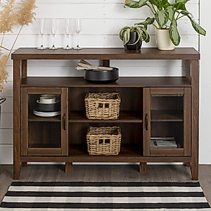 Walker Edison Tall Wood Universal TV Stand with Open Storage For TV's up to 58" Flat Screen Living Room Storage Entertainment Center, 52 Inch, White Oak