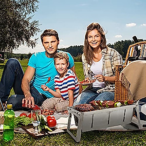 Fire Sense 63724 Stainless Steel Foldaway Charcoal Grill Heavy Duty Stainless Steel Construction For Outdoor Barbecues Camping Tailgating Traveling Charcoal Grate & Carry Bag Included