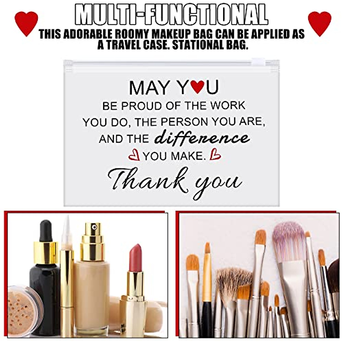 Sunnyray 60 Pcs CNA Week Gifts EVA Cosmetic Bag for Nurse Women Bulk Makeup Bags Cosmetic Toiletry Bags Pouch with Zipper Gifts for Girls Friend Wife(Be Proud of the Work You Do)