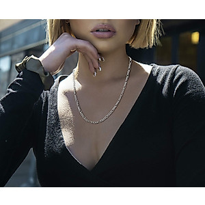 Savlano 925 Sterling Silver 3.5mm Italian Solid Figaro Link Chain Necklace Comes With a Gift Box For Men & Women - Made in Italy (18, 3.5)