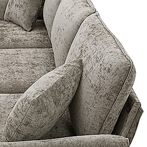 ERYE 84" L-Shaped Upholstered Corner Sofa Convertible Sectional Sofa & Couch,Modern Chenille Upholstery Couch with Reversible Chaise and 2 Pillows for Home Apartment Office Living Room