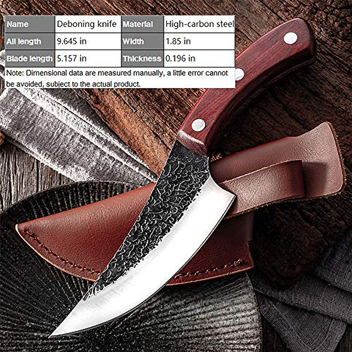 Balaweis Chef Knife 5 inch Professional Kitchen Boning Knife Sharp Blade Cutting Cooking Stainless Steel Knife Handmade Forged Hammered kitchen Knife Outdoor BBQ Portable travel Meat Cleaver
