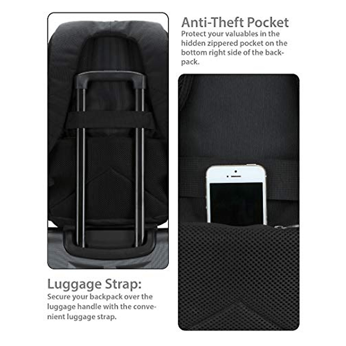 Rockland Professional USB Laptop Backpack, Black, Large