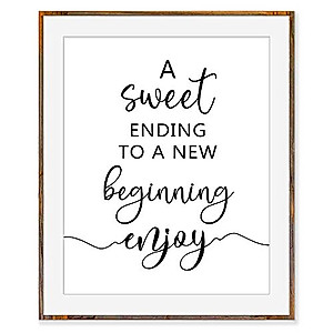 A Sweet Ending to A New Beginning, Wedding Sign, Wedding Favor Sign, Dessert Bar Sign, Cake Table Sign, Wedding Decor, Without Frame - 8x10"