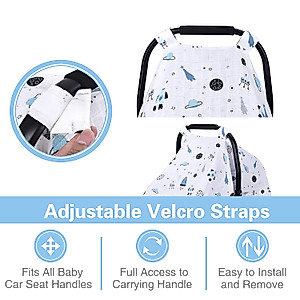 Muslin Car Seat Covers for Babies, Lightweight Infant Carseat Canopy, Breathable Baby Carrier Cover, Newborn Boys Girls Shower Gift, Fit Spring Summer/Hot Days/Warm Weather