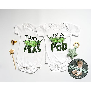 Two peas in a pod baby bodysuit one-piece twin set boy girl newborn twin shirts (6-9 Month US)