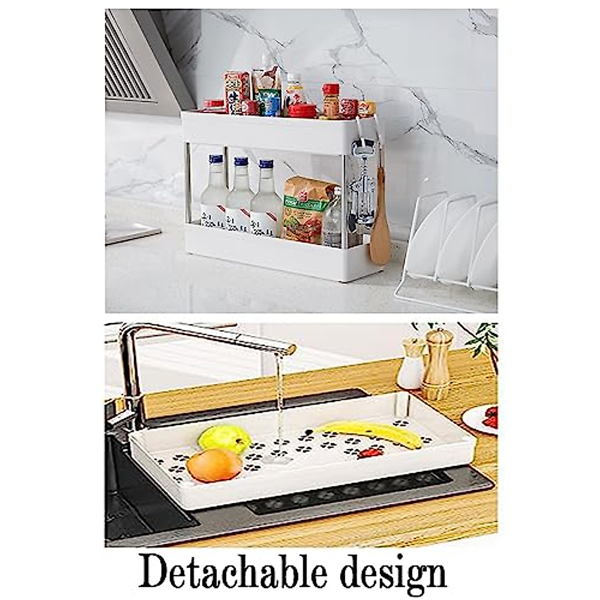 RUTILY 4 Tier Slim Rolling Storage Cart Bathroom Mobile Shelving Unit Kitchen Rolling Utility Organizer for Laundry Narrow Places White