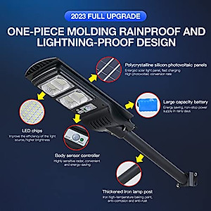 300W Solar Street Lights Outdoor waterproof,20000 lumens, Dusk to Dawn Solar with Motion Sensor and Remote Control, LED Flood Light, Suitable for courtyards, Gardens, Streets, Basketball Courts Garage