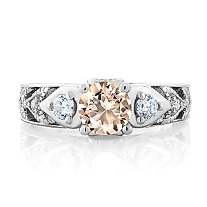 Gem Stone King 925 Sterling Silver Round 6MM Gemstone Birthstone Engagement Ring | Wedding Anniversary Promise Ring For Women | Available In Size 5, 6, 7, 8, 9