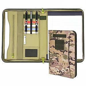 Army OCP Military Notebook Binder with Zippered Padfolio Organizer and Tactical Notebook Cover for A4 Folder, Large OCP Binder Planner for Men - Tactical Binder Organizer Military Binder (A4(Multi))