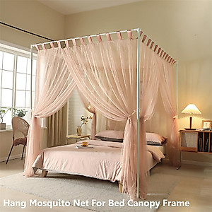 AIKASY Premium Canopy Bed Frame Posts for Queen Size Beds - Sturdy Metal Poles, Four Corner Bed Brackets - Perfect Addition to Metal and Wood Bed Frames for Bedroom Decor Upgrade (White)