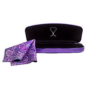 SPUNKYsoul Mystic Purple Medium Premium Fashion Women's Hard Eyeglasses Case | Smooth Glitter | Bonus Cleaning Cloth