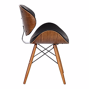 Armen Living Cassie Dining Chair in Black Faux Leather and Walnut Wood Finish 20D x 21W x 31H in