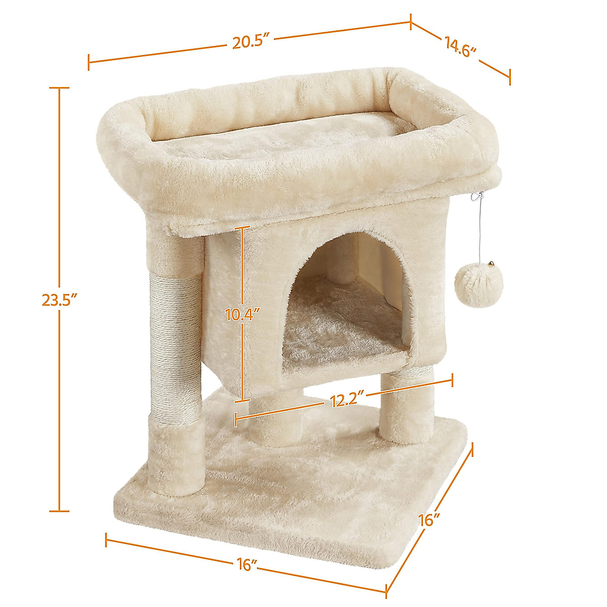 Yaheetech 23.5in Cat Tree Tower, Cat Condo with Sisal-Covered Scratching Posts, Cat House Activity Center Furniture for Kittens, Cats and Pets - Beige