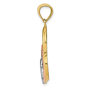 IceCarats 14K Two Tone Gold White 3 Heart Necklace Love Pendant Charm 32mm x 20mm Only