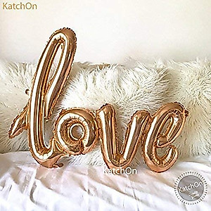 KatchOn, Large Rose Gold Love Balloon Letters - 36 Inch | Heart Balloons, Wedding Shower Balloons | Love Letter Balloons for Romantic Night Decorations | Bridal Shower Decor | I Love You Balloons