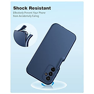 FNTCASE for Samsung Galaxy A14 5G Case: Shockproof Silicone Protective Phone Case with Built-in Screen Protector - Slim Dual Layer Rugged Durable Drop Proof TPU Protection Cover (Navy Blue)
