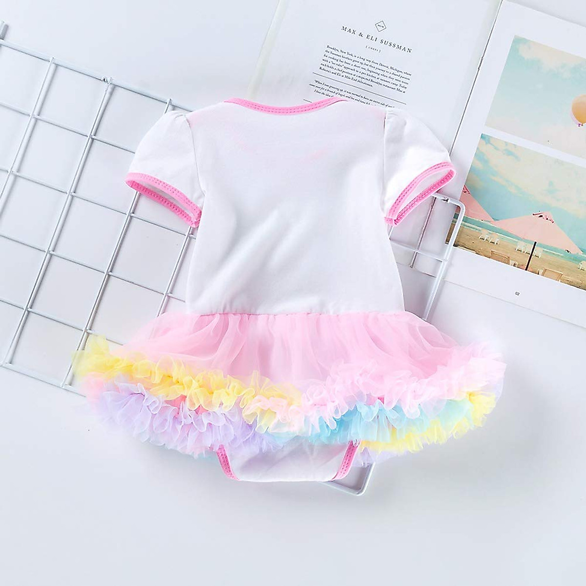 AGQT Newborn Baby Girls 1st Easter Outfit Set 4Pcs Bunny Skirt Set Onesie Bodysuit Romper Pink Size 0-3 Months(59)