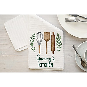 DiandDesignGift Gammy's Kitchen Towel - Tea Towel Kitchen Decor - Gammy's Kitchen Soft and Absorbent Kitchen Tea Towel - Decorations House Towel - Kitchen Dish Towel Gammy's Birthday Gift