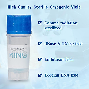CryoKING 0.5ml Cryogenic Vials Sterile Vials with Blue Caps for Sample Collection and Storage (External Thread, Non-Barcoded), 1000 Pcs/Case