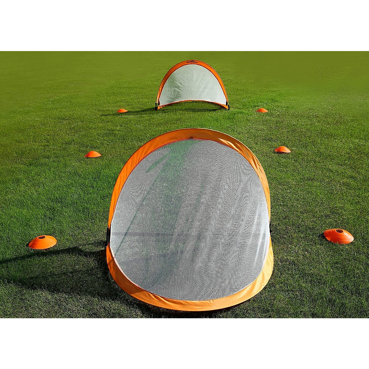 WIn SPORTS Foldable Pop Up Soccer Goal Pro 2 Portable Soccer Nets with Carrying Case and Training Cones,Practice in Backyard,School for Kids and Adults, Choose from 2.5', 4' Sizes