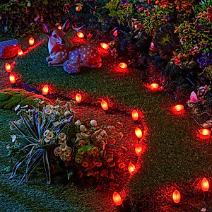 Flaspar C7 Red Night Light Bulb, E12 Candelabra Base Light Bulbs, C7 Colored Bulb 10W Equivalent Suitable for Halloween Night Lights, Decorative Lights and Christmas Strings, 6 Pack