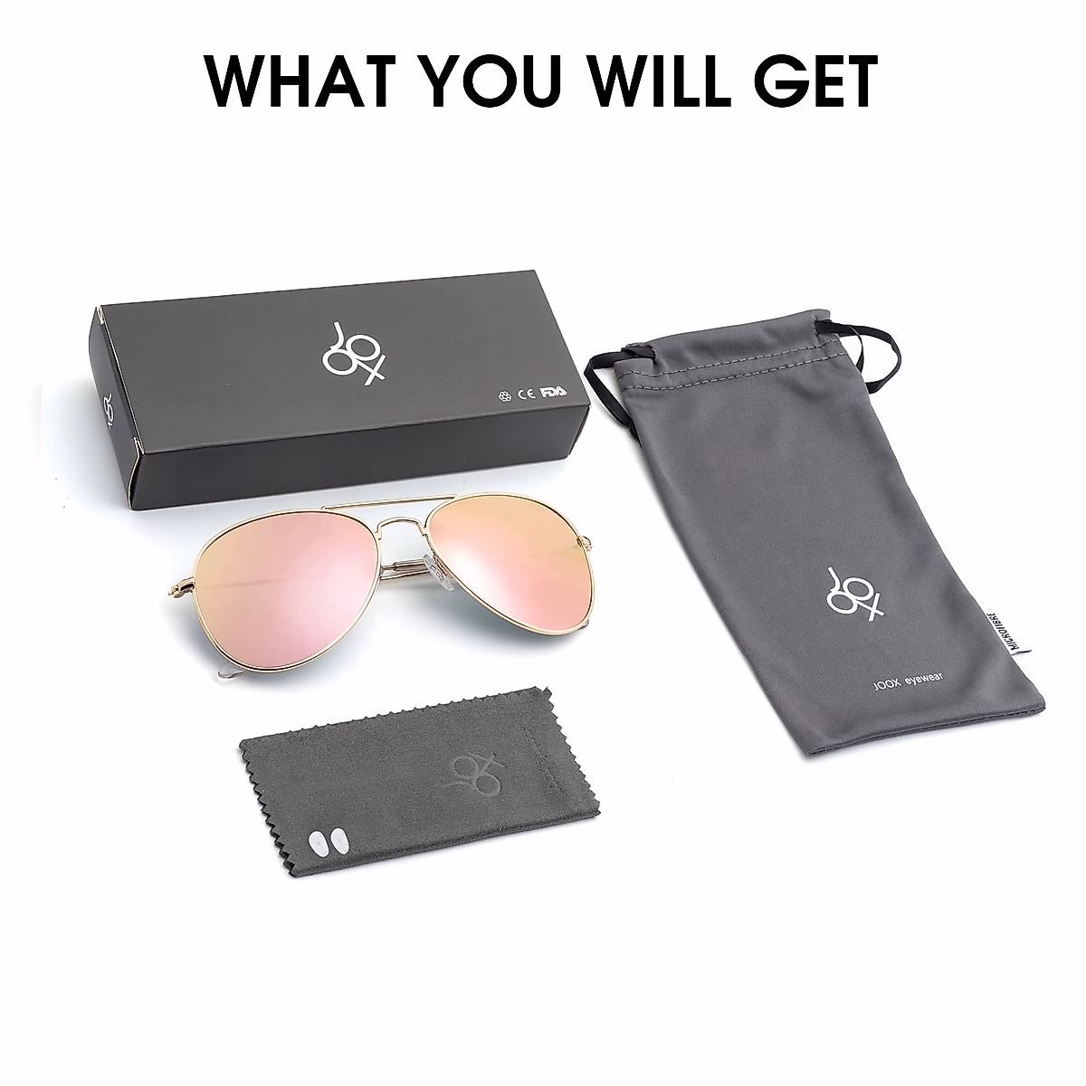 JOOX Polarized Aviator Sunglasses for Women Men, UV400 Protection Lens and Lightweight Metal Pilot Frame