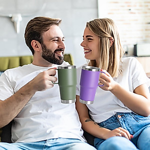 HASLE OUTFITTERS 20oz Tumbler with Lid, Stainless Steel Tumbler with Handle, Metal Insulated Travel Coffee Mug with Handle, Double Wall Vacuum Spill Proof Tumbler Cup, Purple 1 Pack