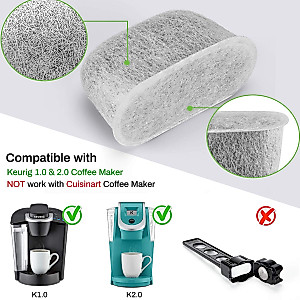 12 Packs Keurig Coffee Maker Charcoal Filters Replacement Compatible With Keurig 1.0 & 2.0 Coffee Makers Charcoal Water Filters, Removes Chlorine, Odors, And Other Impurities From Water