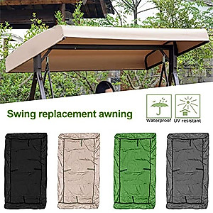 HADMB Swing Canopy Cover 3 Seater, Waterproof Replacement Canopy for Garden Swing Seat,Patio Hammock Swing Top Cover, Garden Furniture Cover for Patio(Only Canopy Cover)