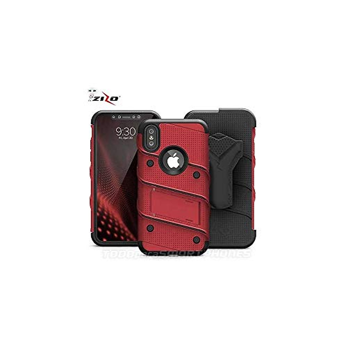 Zizo iPhone X Case [Bolt Series] with Free [iPhone X Screen Protector] Kickstand [12 ft. Military Grade Drop Tested] Holster Belt Clip