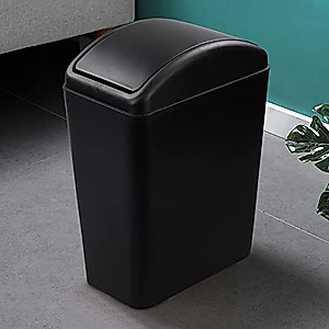 Xowine 4.2 Gallon Small Plastic Trash Can with Swing Lid, Garbage Can for Kitchen, Black