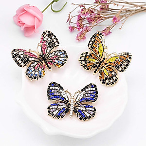WeimanJewelry Lot 6pcs Multicolor Rhinestone Crystal Butterfly Brooch Pin Set for Women (Style 2)