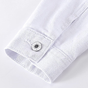 LifeShe Womens Button Down Jean Jacket Long Sleeves Casual Denim Jacket with Pockets