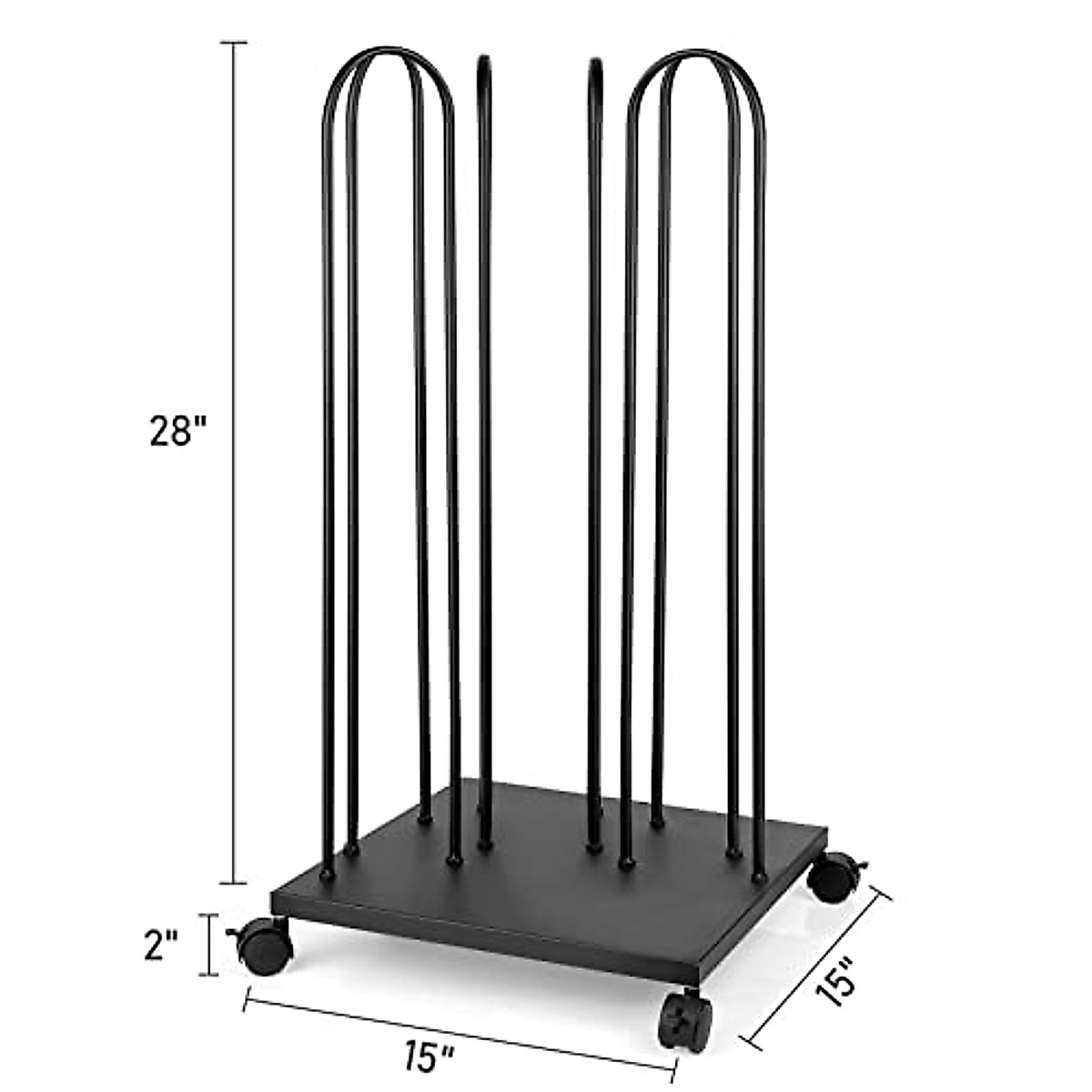 Ibnotuiy Metal Hanger Stacker 2 in 1 Hanger Organizer Stacker Hanger Holder with Swivel Caster Wheels for Closet Laundry Room Clothing Store (Black)