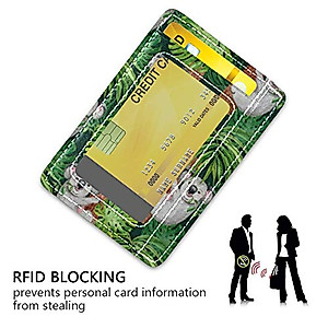 Linomo Thin leather Card Holder and Money Clip Tropical Palm Leaves Koala Wallet RFID Blocking for Men & Women