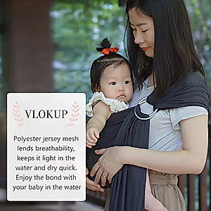 Vlokup Baby Water Ring Sling Carrier | Lightweight Breathable Mesh Baby Wrap for Infant, Newborn, Kids and Toddlers | Perfect for Summer, Swimming, Pool, Beach | Great for Dad Too Grey